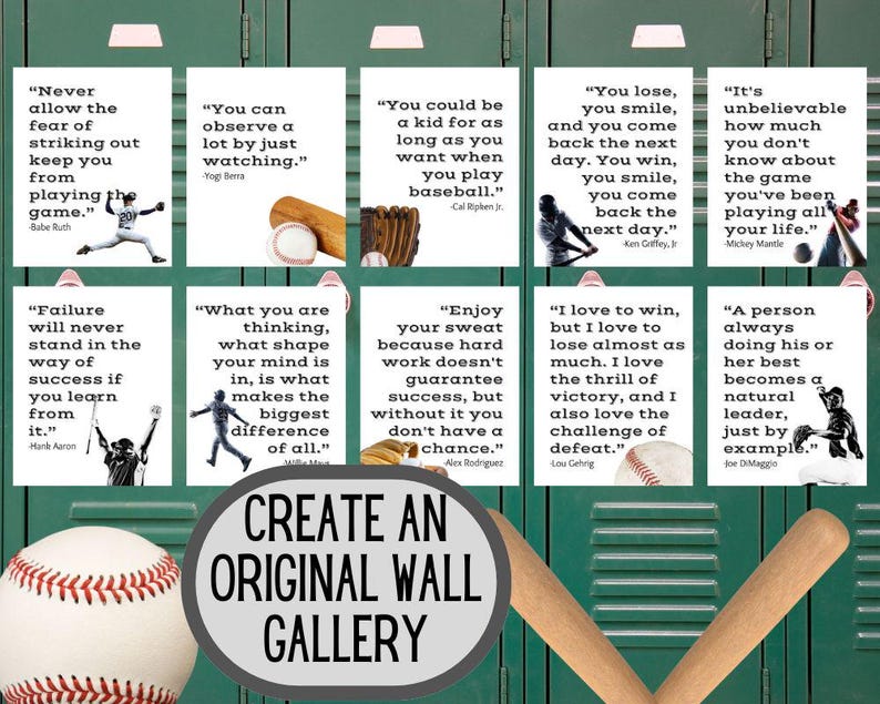 Baseball Quotes Wall Art | Baseball Legends Posters | Motivational ...