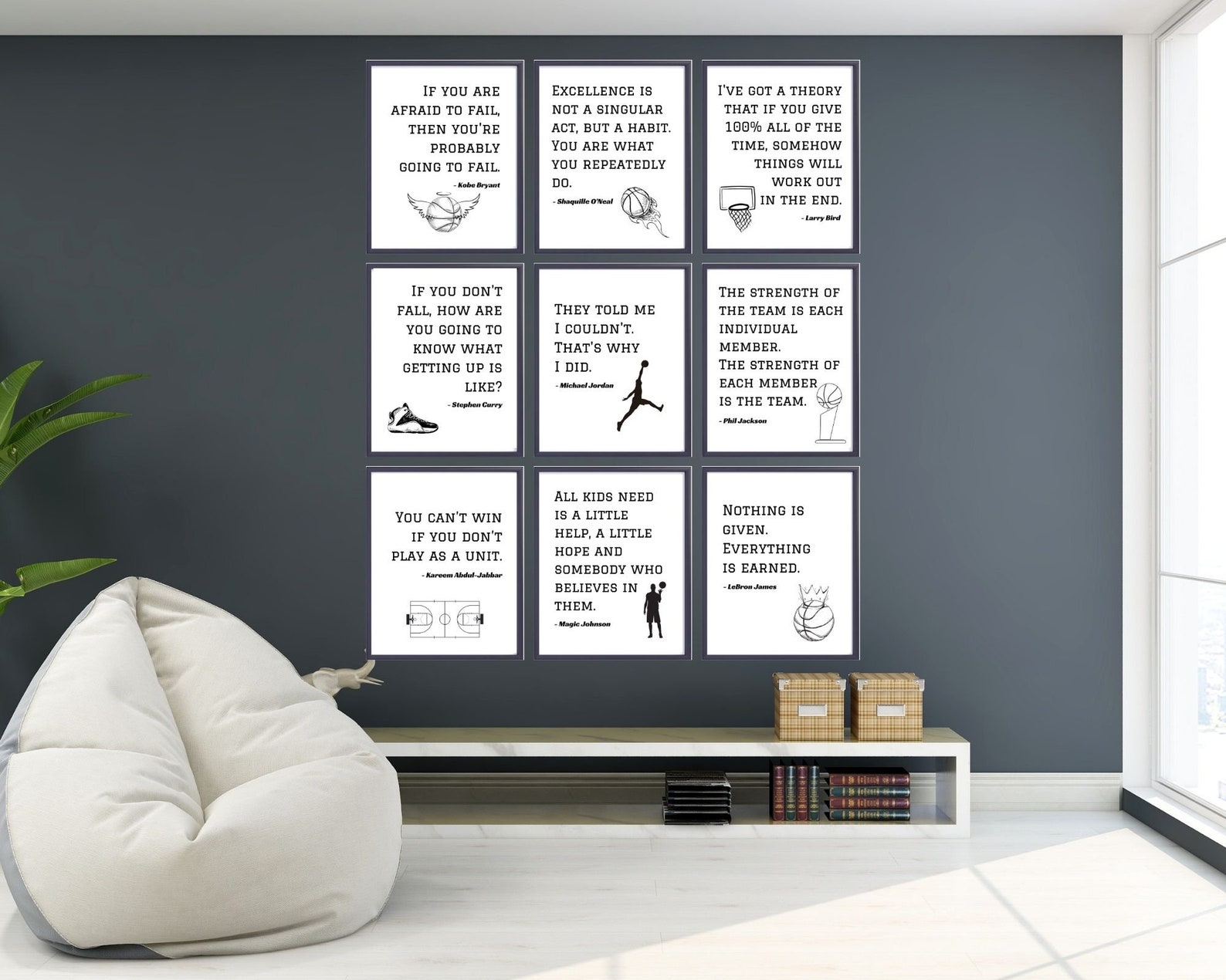 Basketball Quotes Inspirational Athlete Quotes Office Art Sports Decor ...