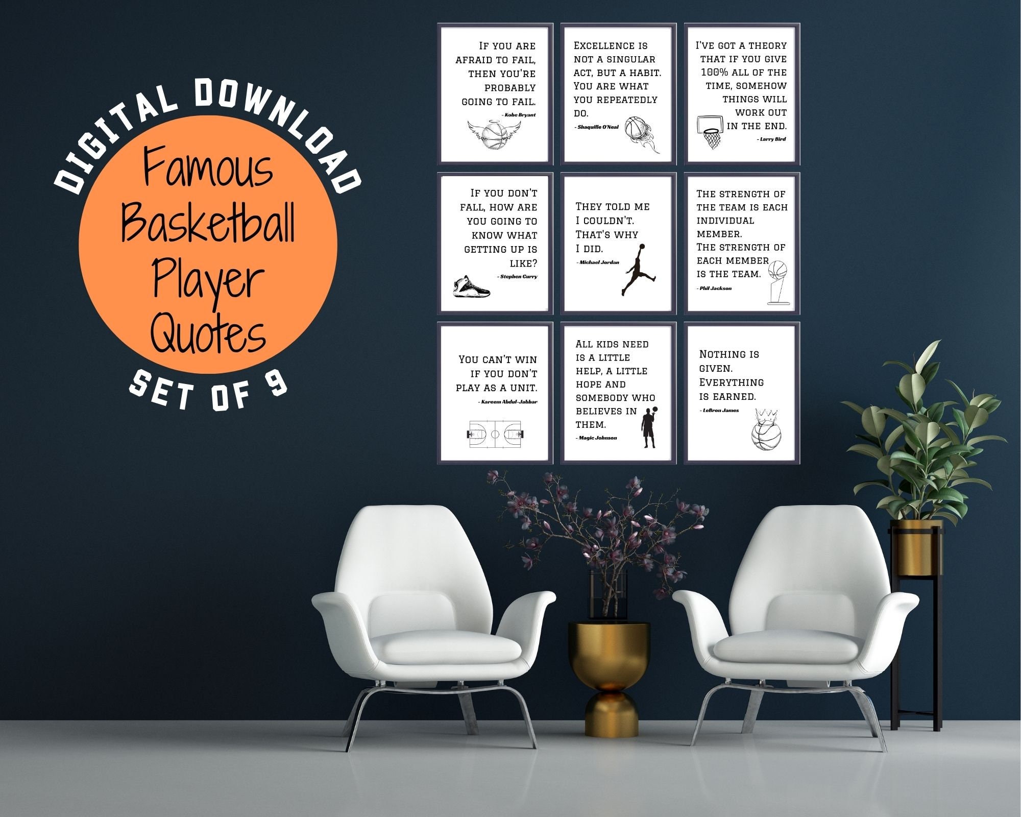 Basketball Quotes Inspirational Athlete Quotes Office Art Sports Decor ...