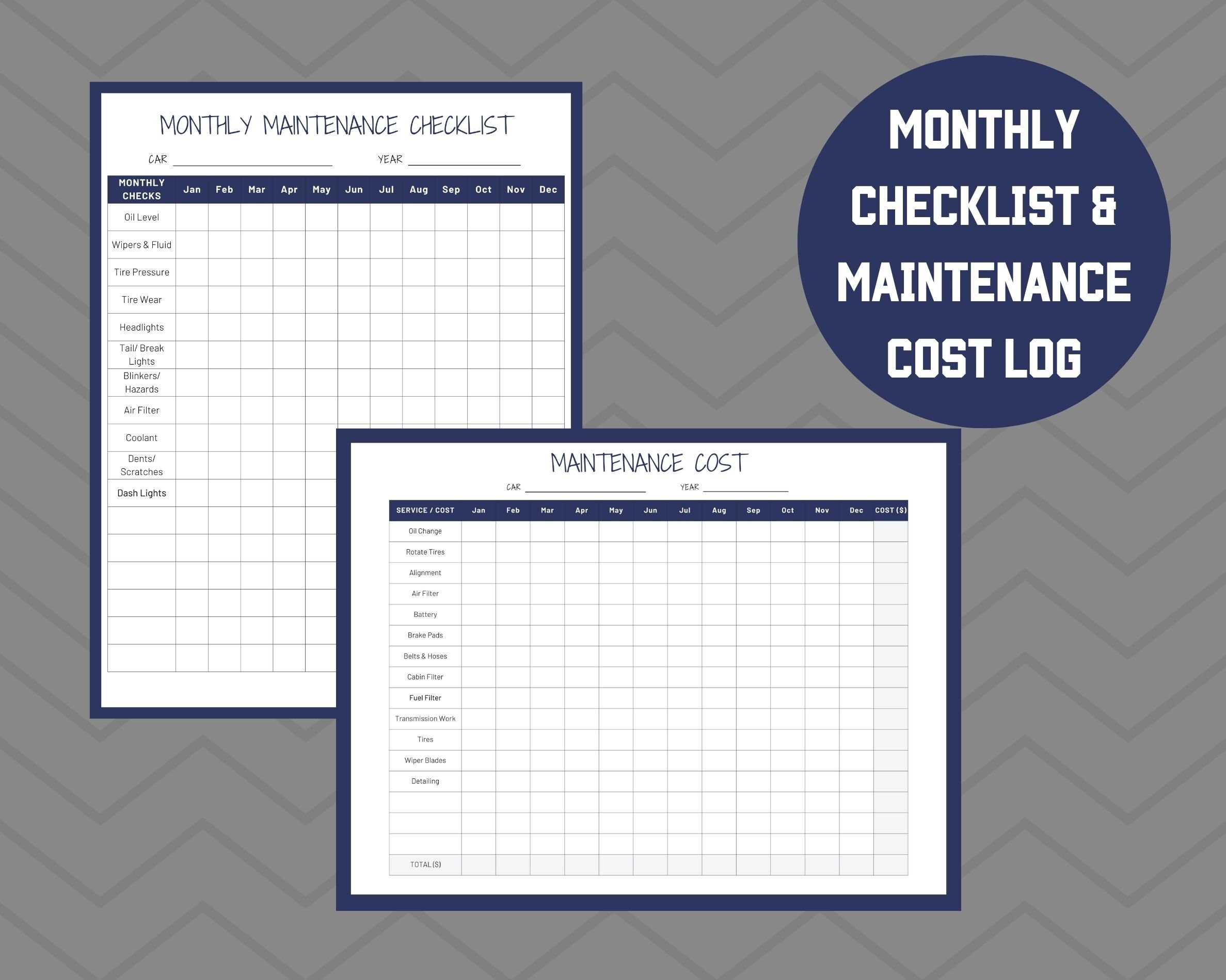 Vehicle Maintenance Log Book | Car Service Tracker | Vehicle ...