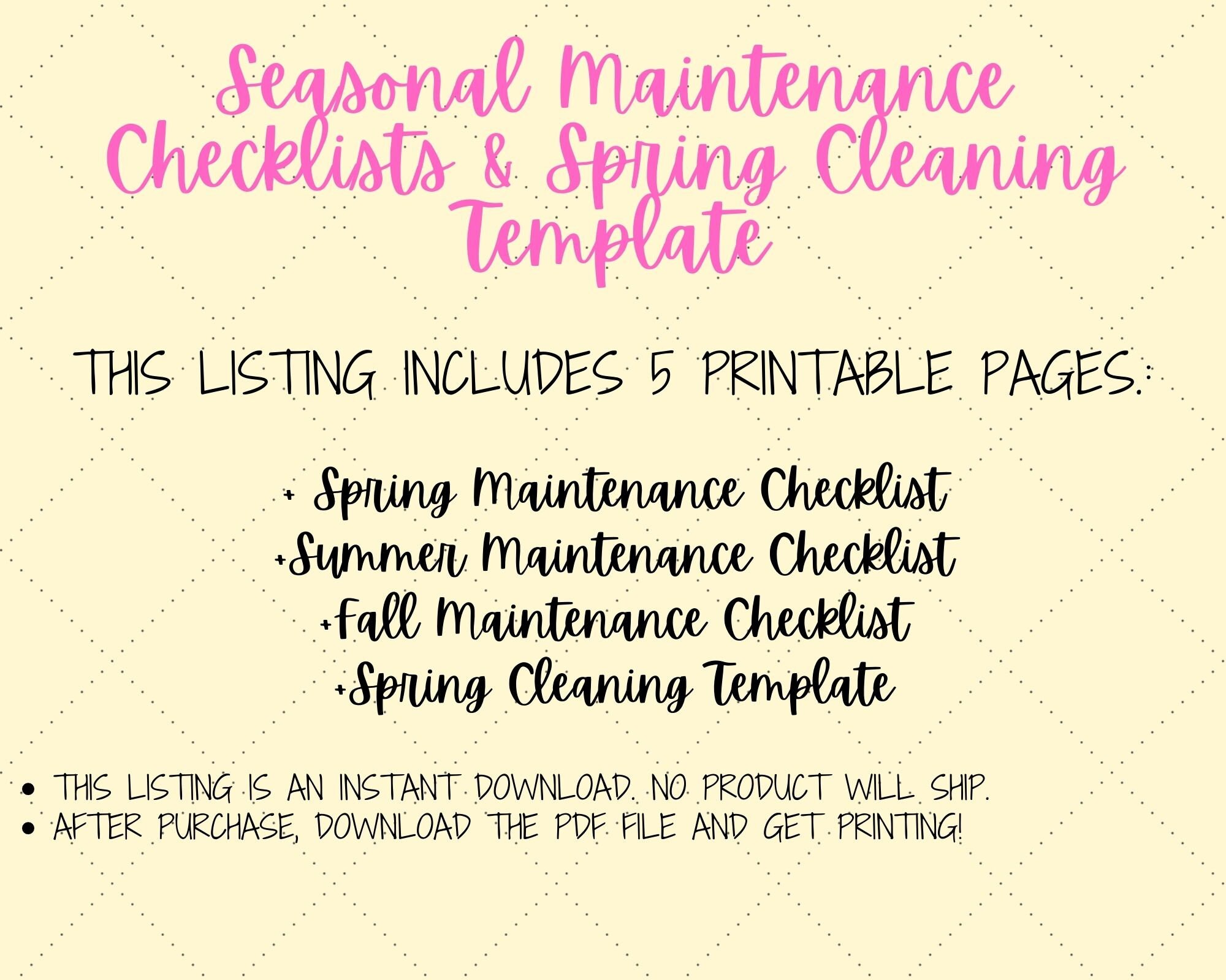 Spring Home Maintenance Checklist | Spring Cleaning List | Seasonal ...
