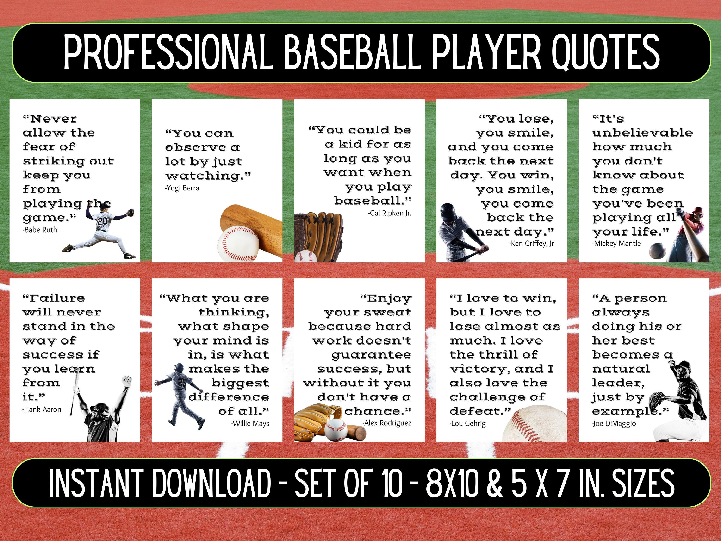 Baseball Quotes Wall Art | Baseball Legends Posters | Motivational ...