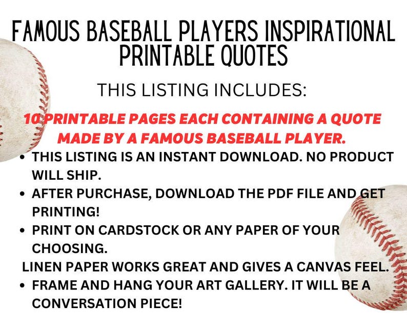 Baseball Quotes Wall Art | Baseball Legends Posters | Motivational ...