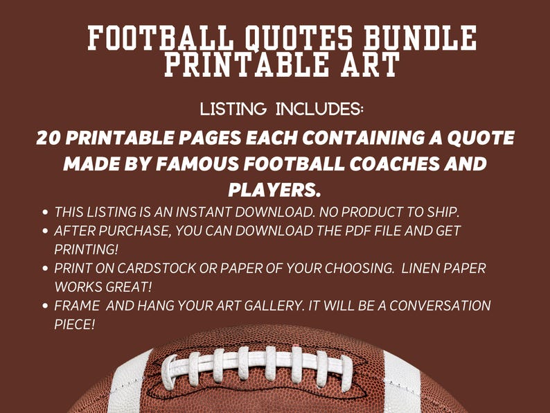 Football Quotes Printable Art Bundle | Professional Athlete Quotes ...