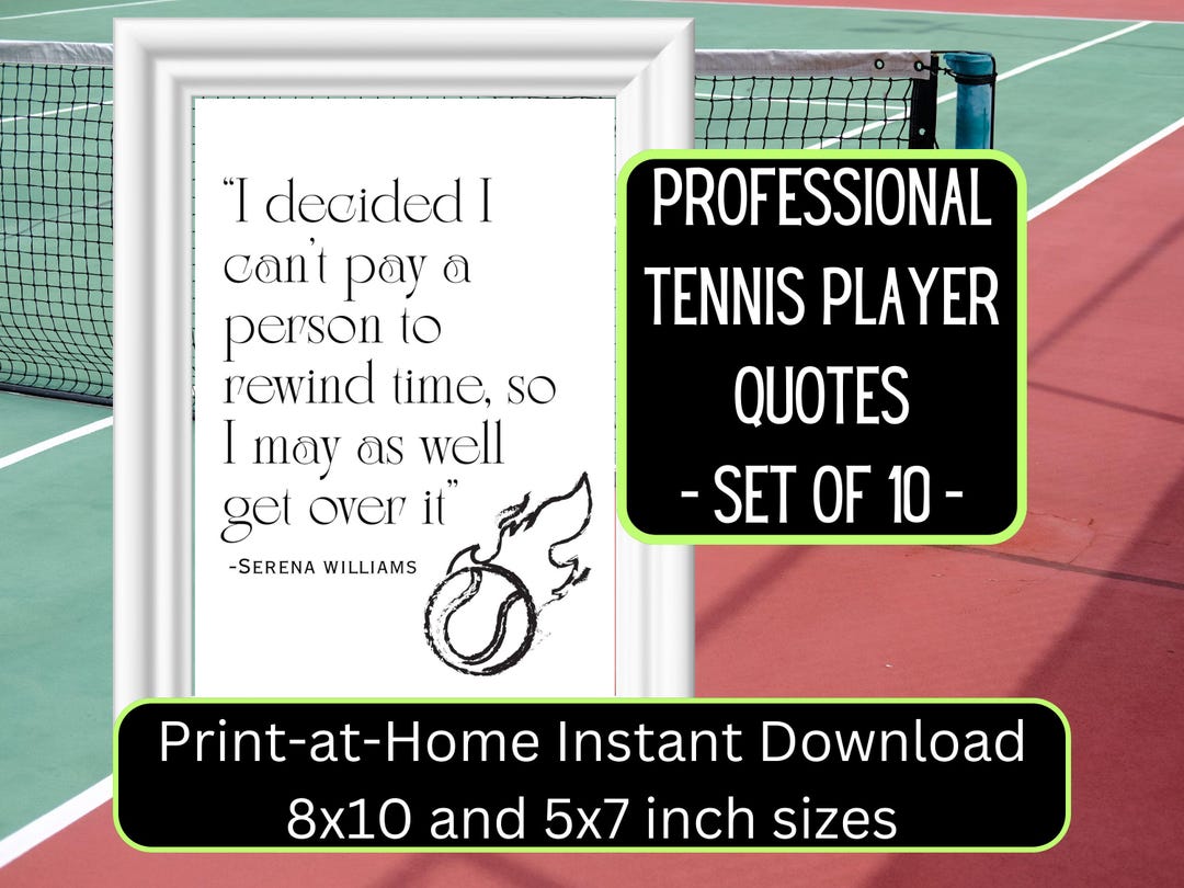 Tennis Quotes, Printable Tennis Quote Wall Art, Never Give up Sport ...