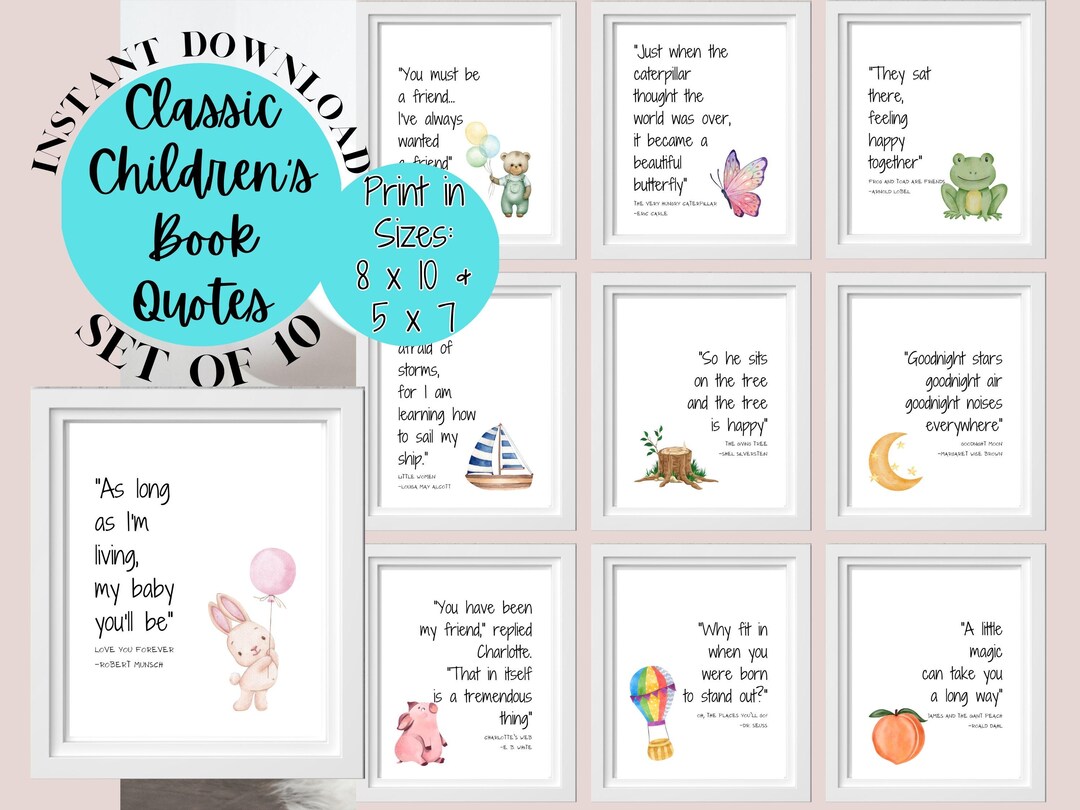 Classic Children's Book Quotes Art | Kids Room Wall Prints | Children's ...