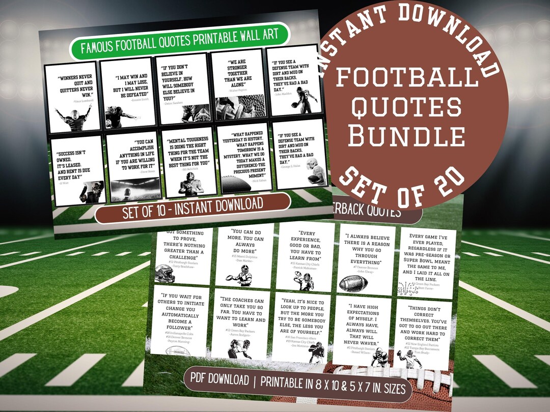 Football Quotes Printable Art Bundle | Professional Athlete Quotes ...