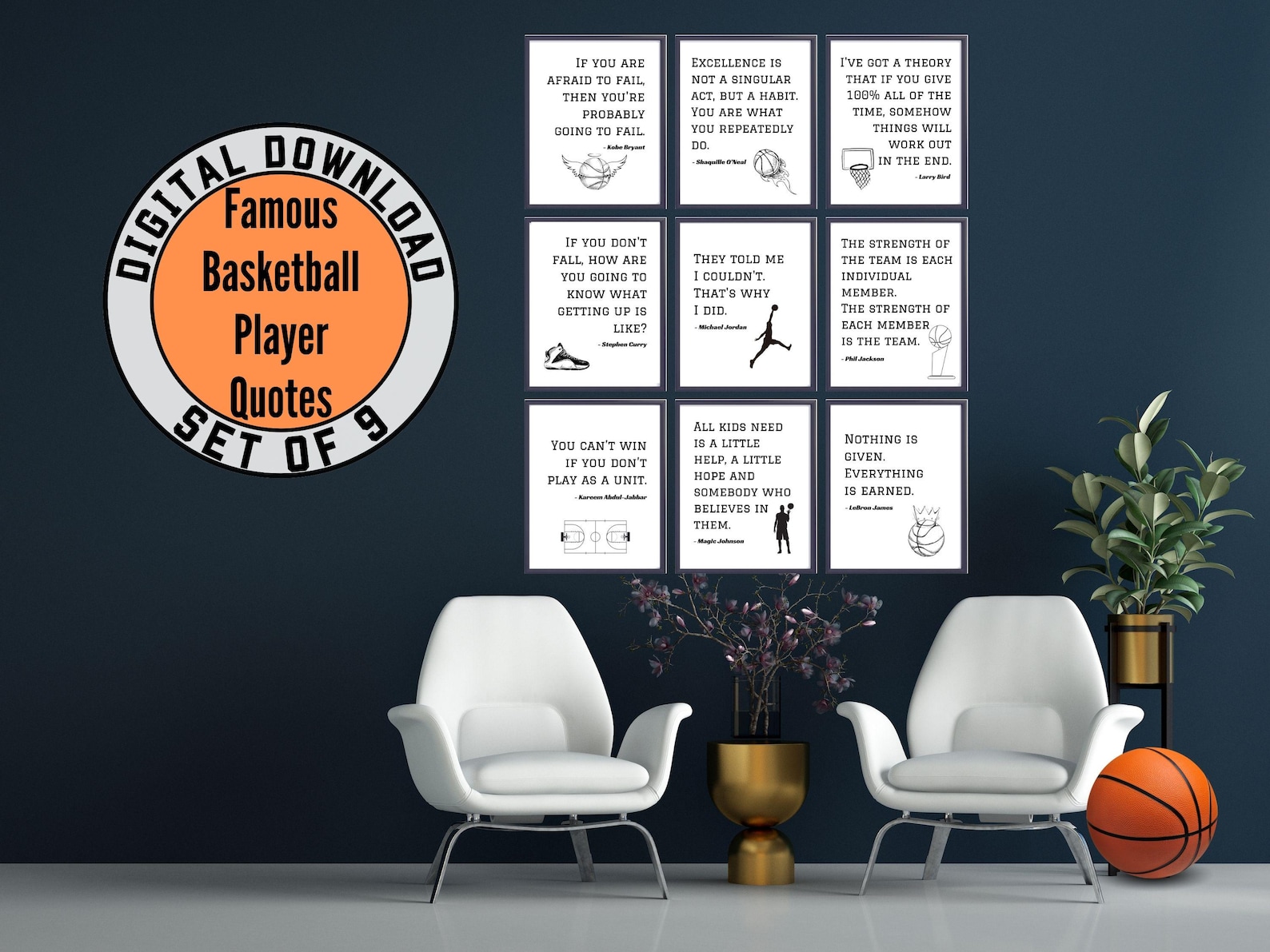 Basketball Quotes | Inspirational Athlete Quotes | Office Art | Sports ...