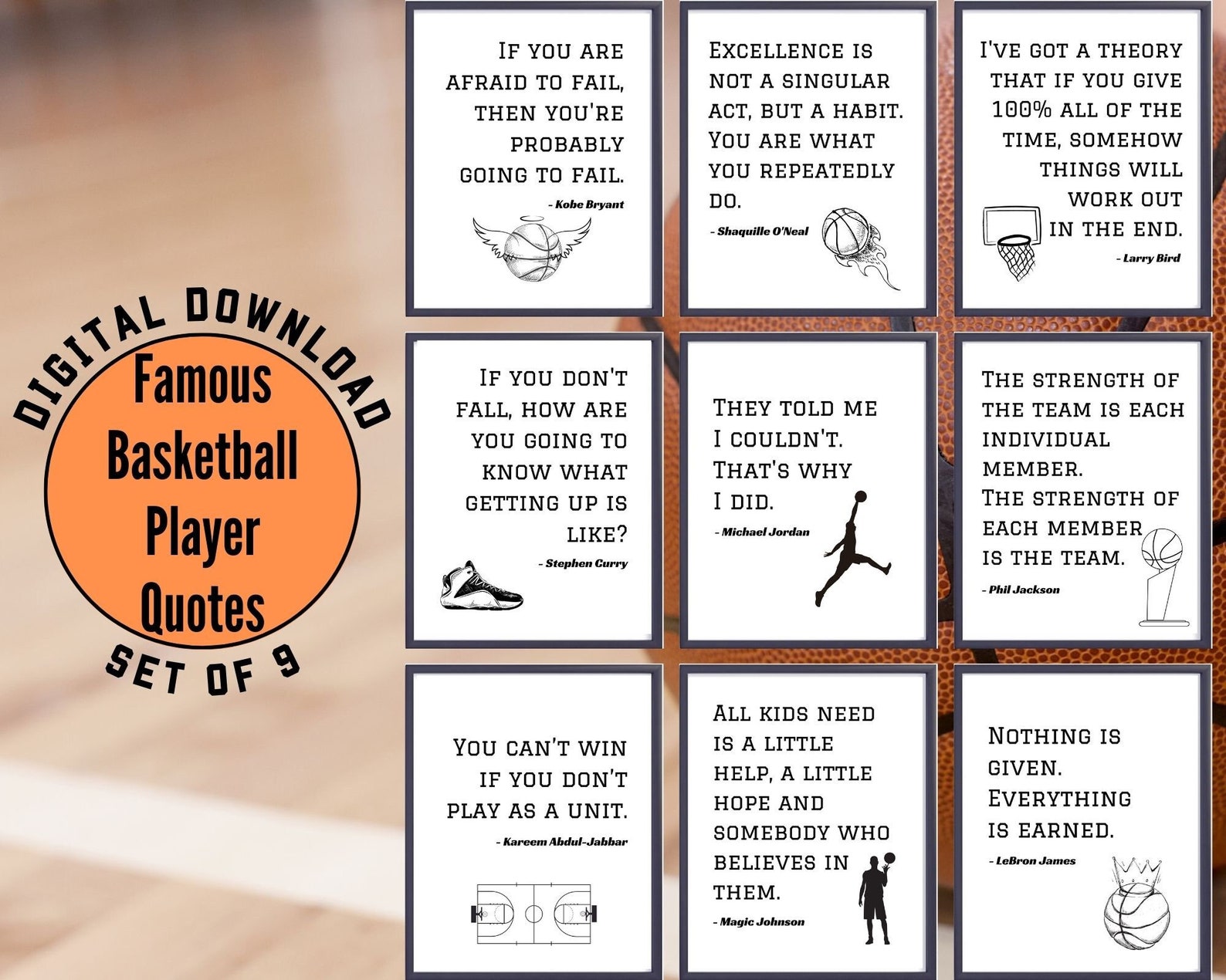 Basketball Quotes | Inspirational Athlete Quotes | Office Art | Sports ...