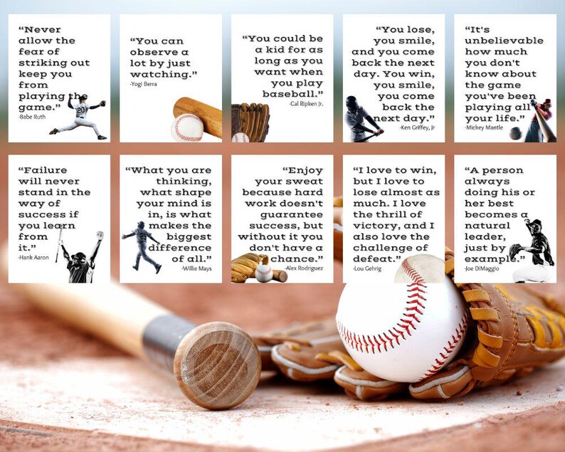 Baseball Quotes Wall Art | Baseball Legends Posters | Motivational ...