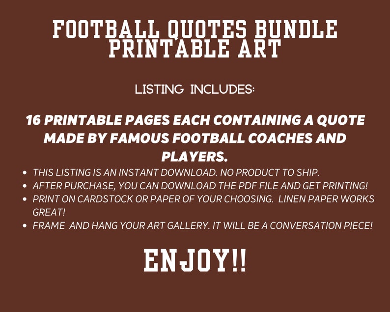Football Quotes Printable Art Bundle | Professional Athlete Quotes ...
