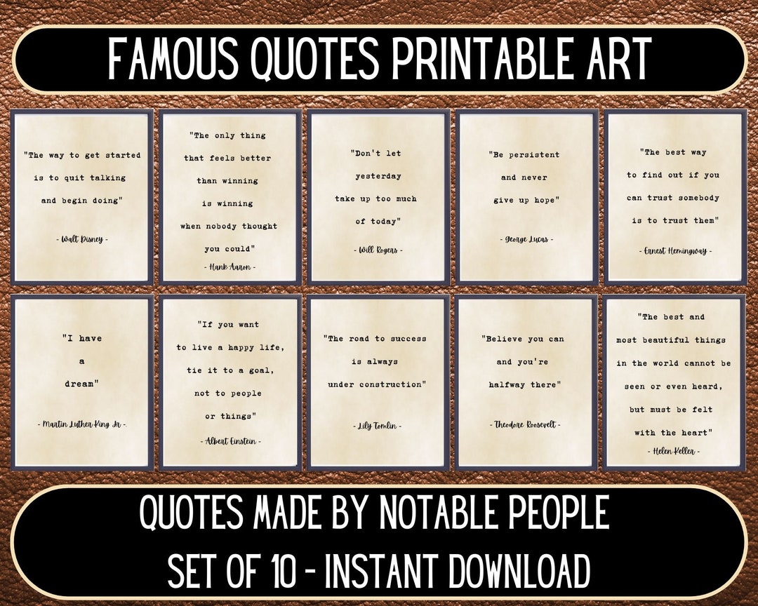 Famous Quotes Wall Art Set of 10 Inspirational Art Prints Office Art ...