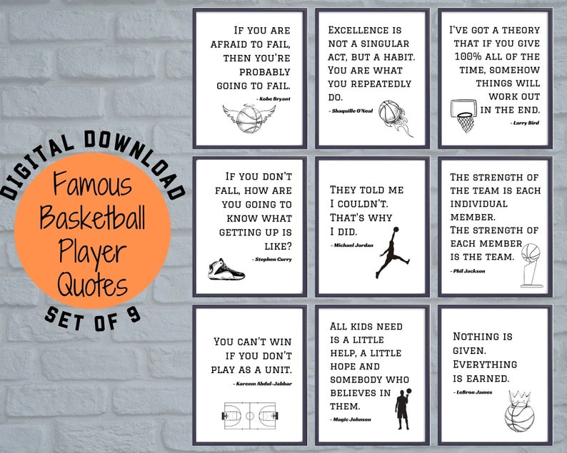 Basketball Quotes Inspirational Athlete Quotes Office Art Sports Decor ...
