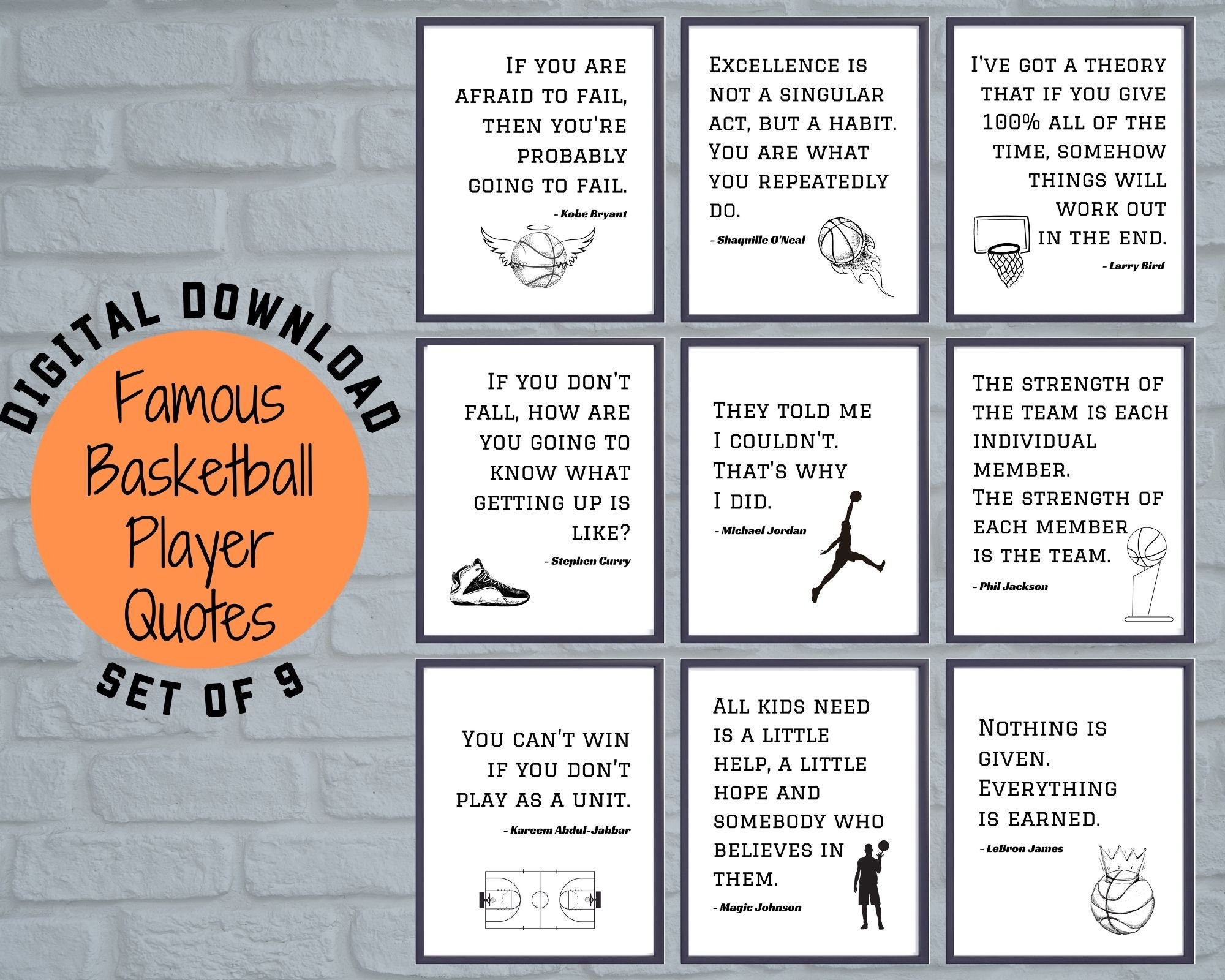 Basketball Quotes Inspirational Athlete Quotes Office Art Sports Decor ...