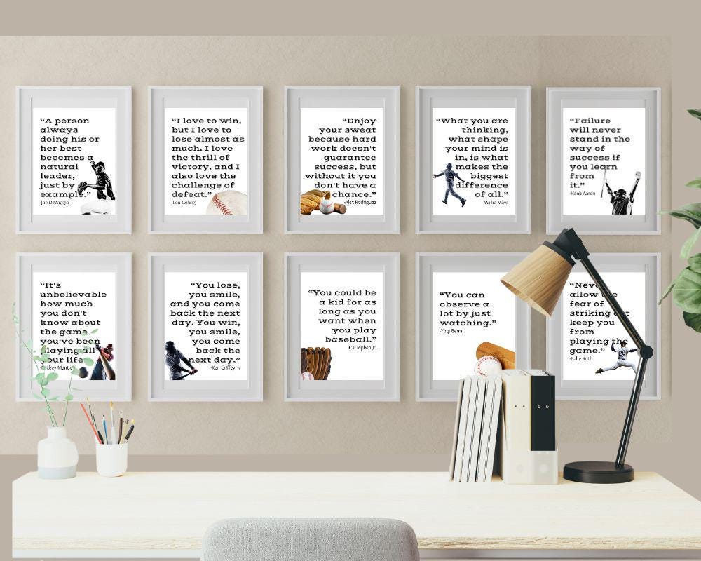 Baseball Quotes Wall Art | Baseball Legends Posters | Motivational ...