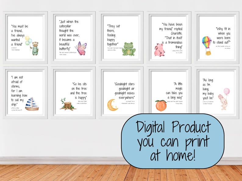 Classic Children's Book Quotes, Printable Nursery Art, Literary Kids ...