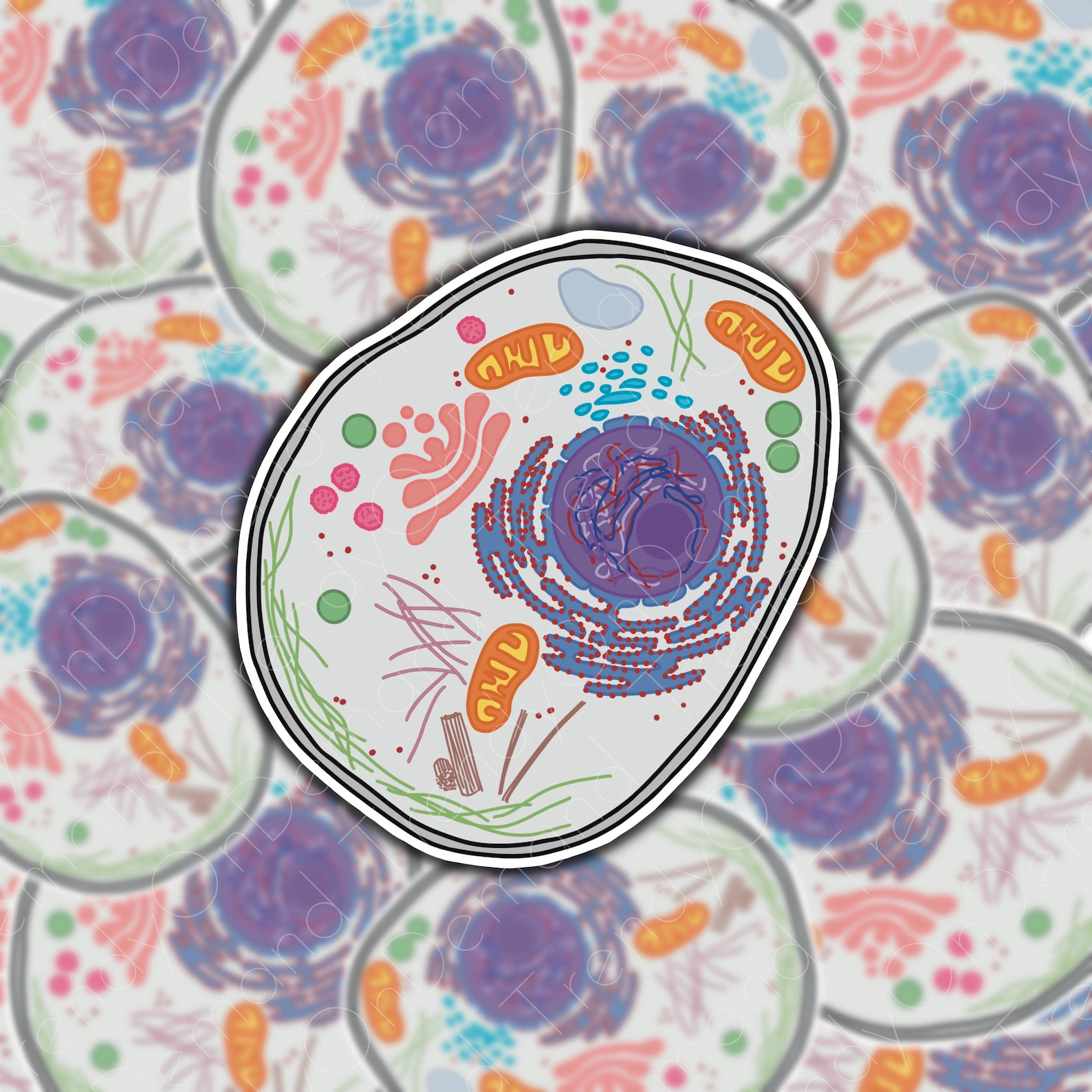 Eukaryotic Cell Sticker Biology Science Sticker Science Nerd - Etsy
