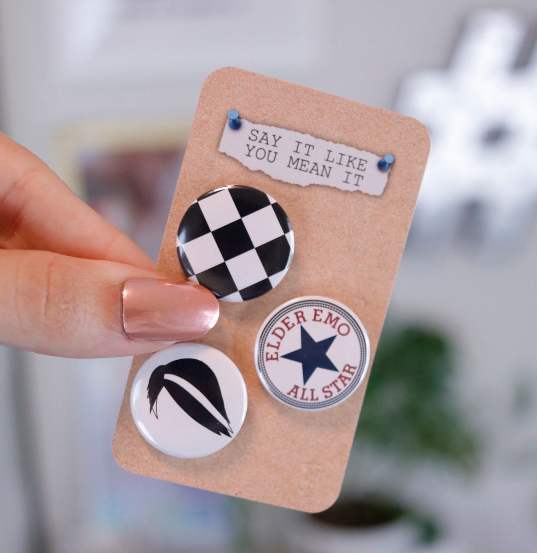 Elder Emo Button Bundle Pack Checkered Buttons Emo Hair Pin - Etsy