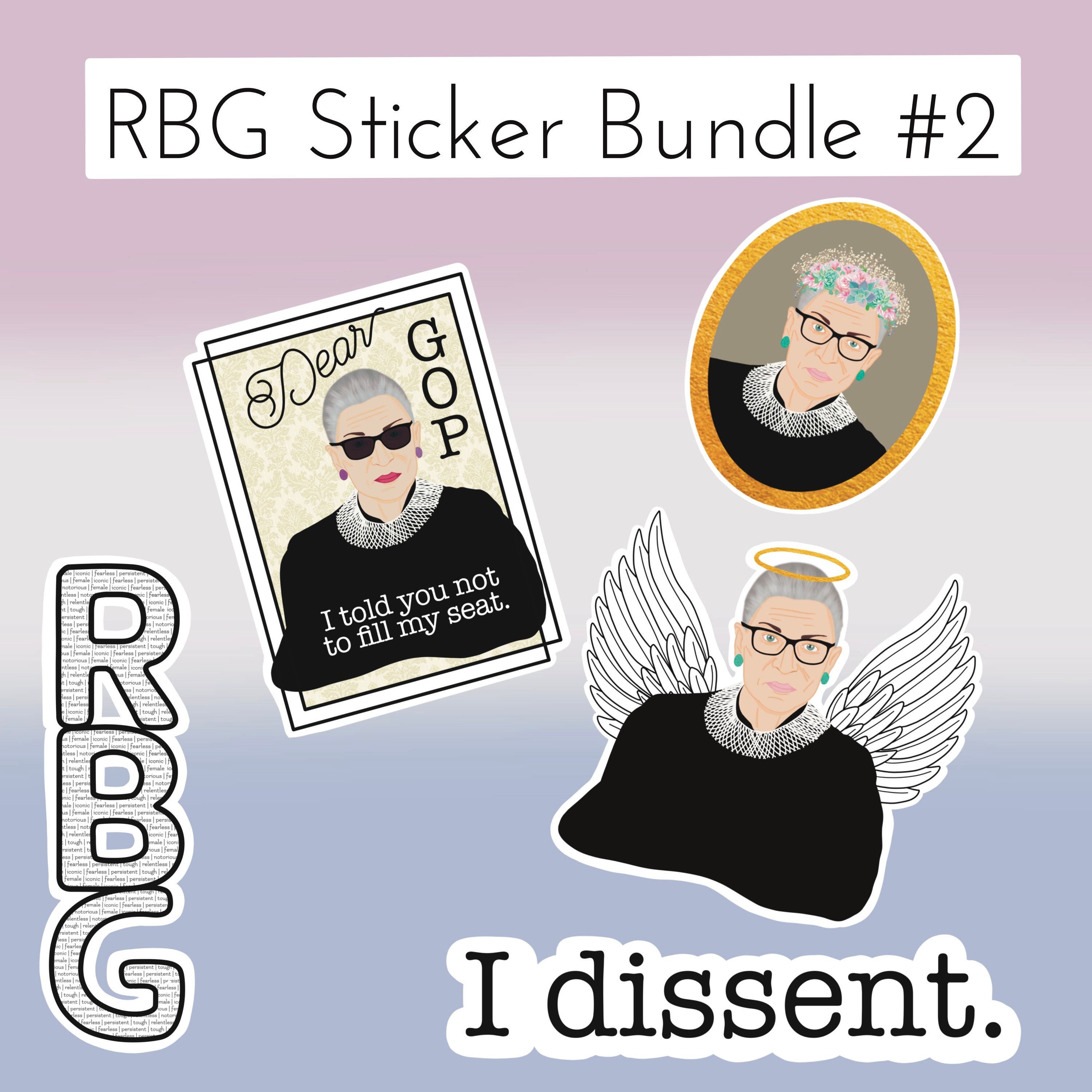 RBG sticker bundle Justice Ruth Bader Ginsburg memorial | Etsy