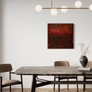 Deep Red Abstract Art Print: Textured Minimalist Japandi Decor - Etsy