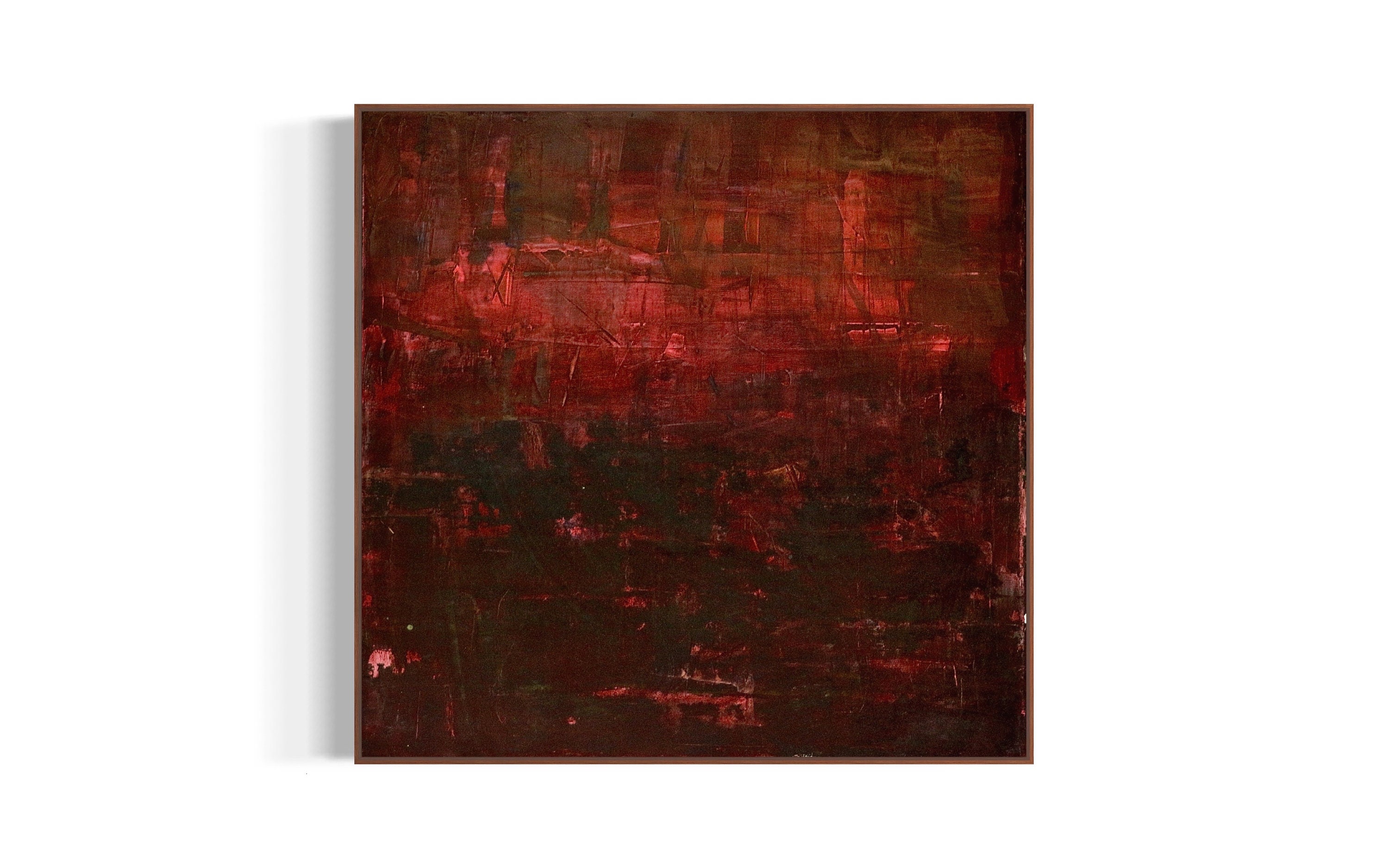Deep Red Abstract Art Print: Textured Minimalist Japandi Decor - Etsy