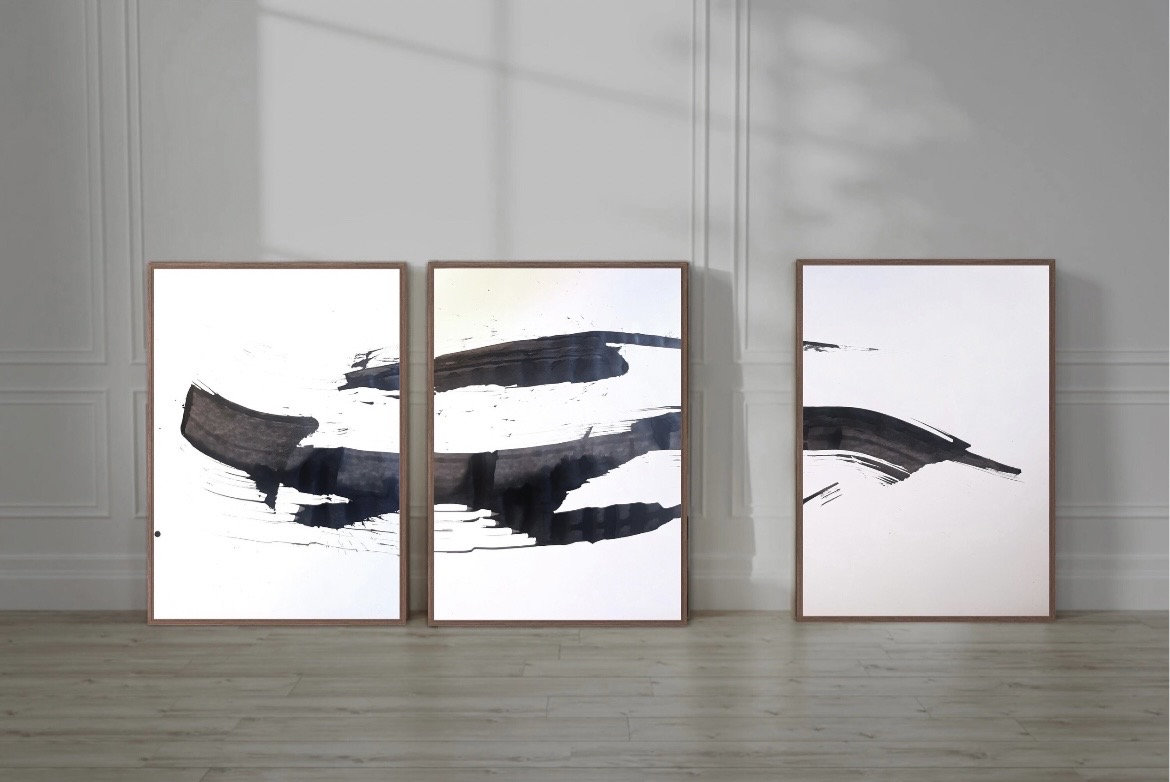 TRIPTYCH | Original Minimalist Ink Art Painting Print Painting ...
