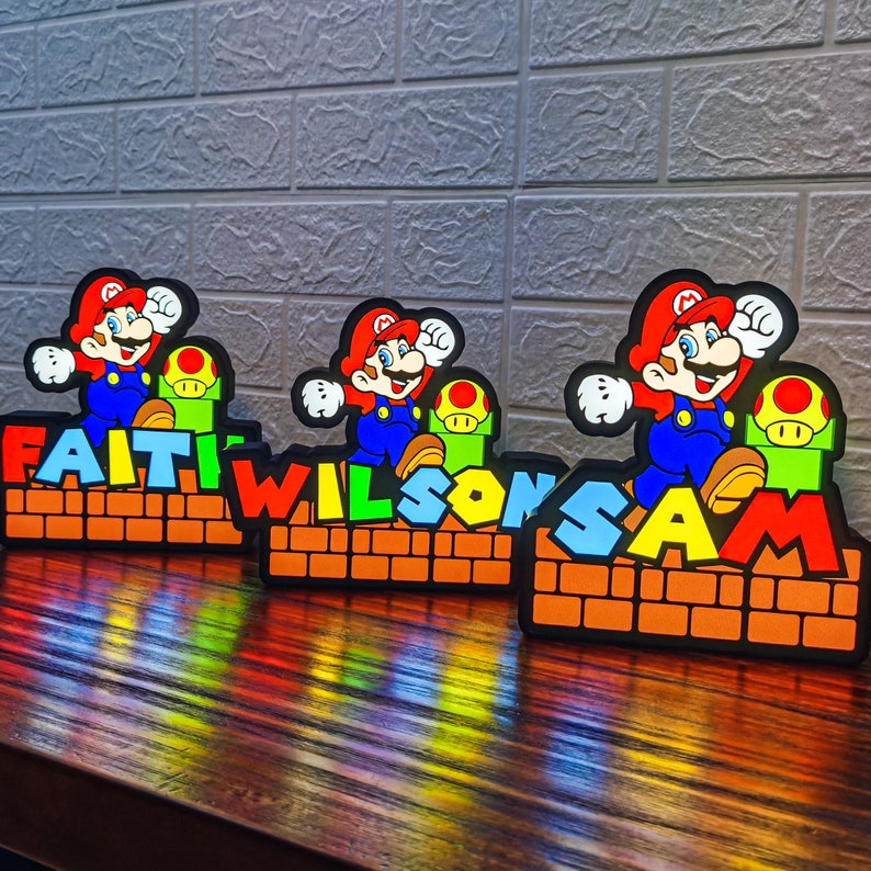 Super Mario Lamp Lightbox Personaliseer 3D geprint man grot | Etsy