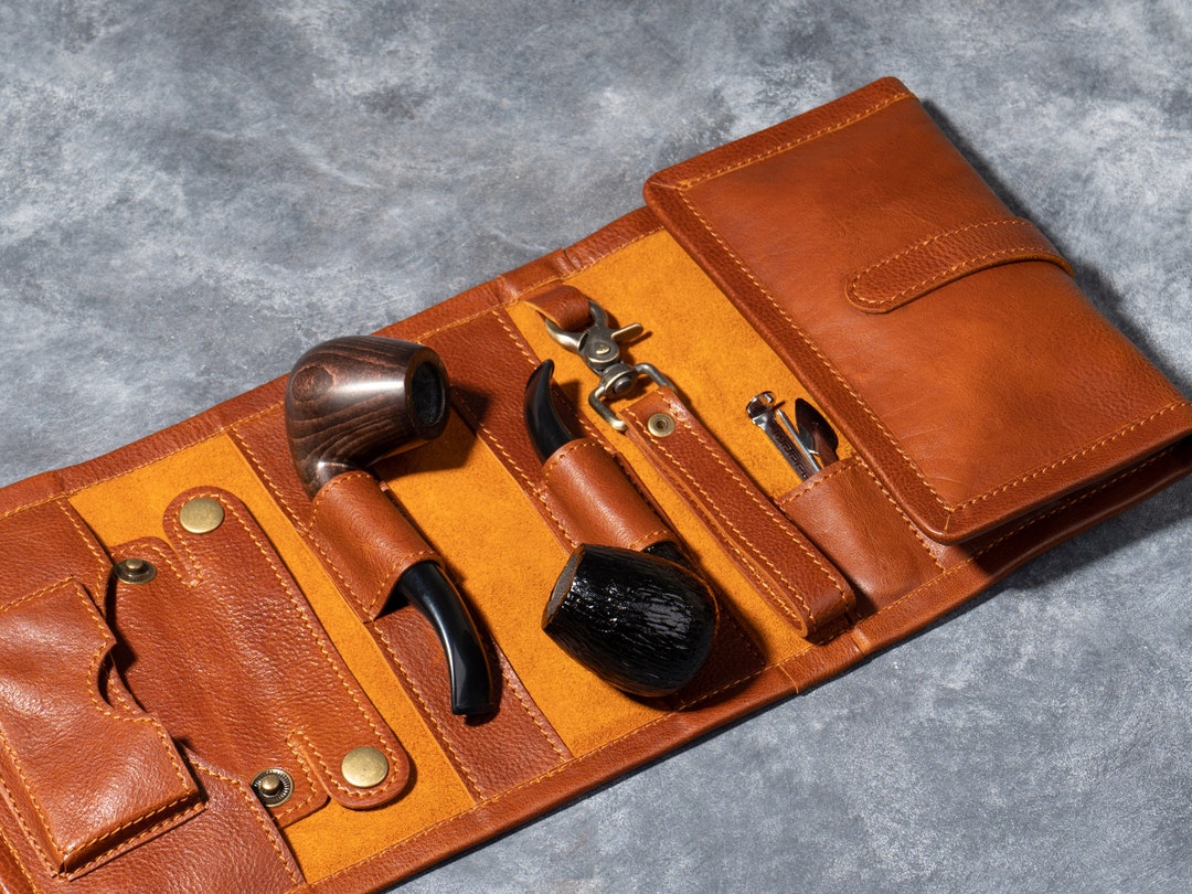 Leather Tobacco Pipe Roll, Tobacco Pipe Accessories Personalized Pipe ...