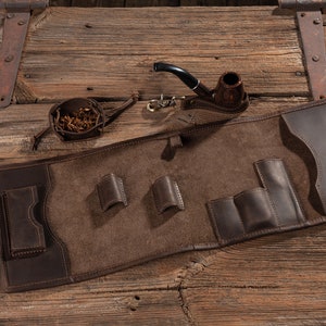 Personalize Pipe Roll - Leather Tobacco and Pipe Pouch, Handmade Pipe ...