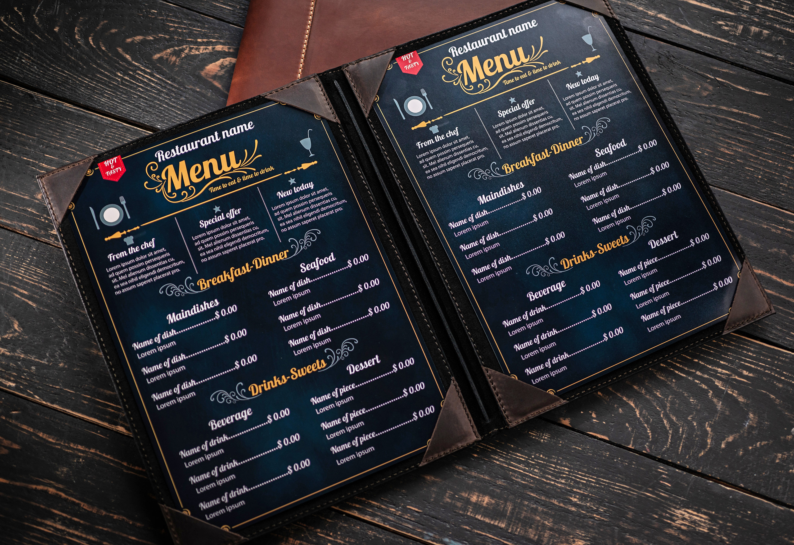 Leather Menu Cover, Restaurant Menu Cover, Menu Holder for Restaurant ...