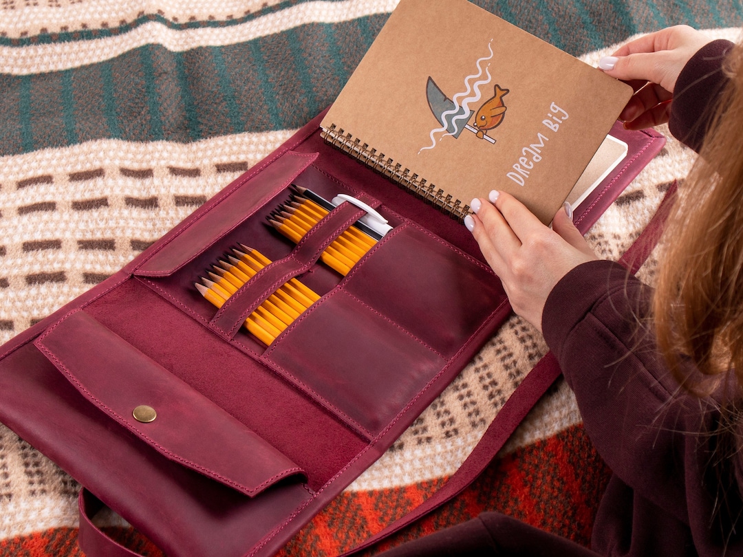 Personalized Leather Sketchbook Cover. Artist Christmas Gifts. Drawing ...