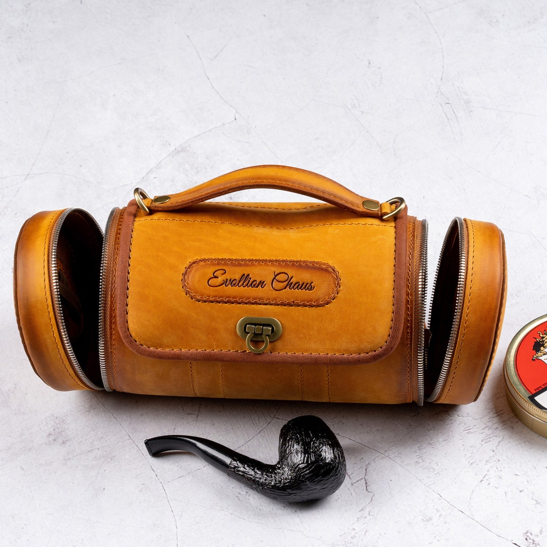 Leather Pipe Bag - Personalized Tobacco Pouch, Travel Pipe Holder ...