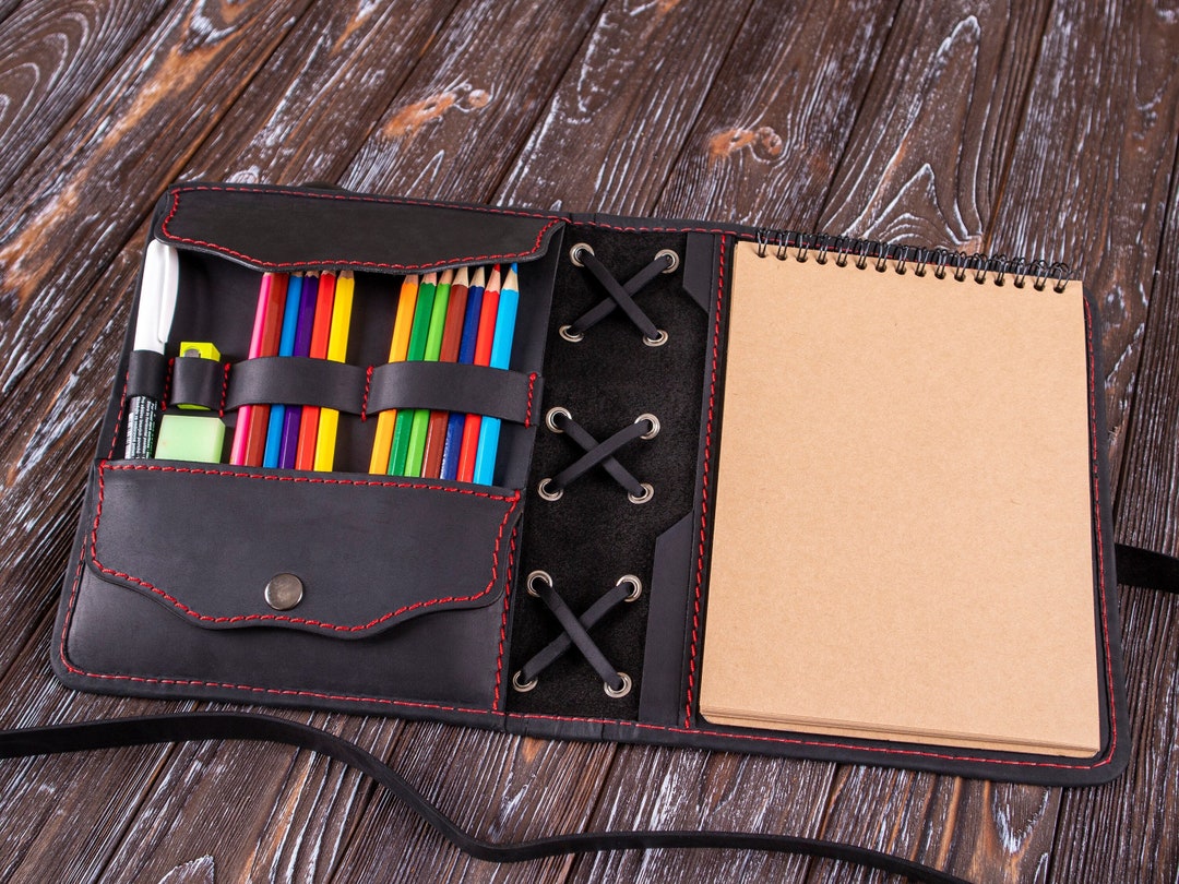 Personalized Leather Sketchbook Cover A5, Leather Cover With Monogram ...