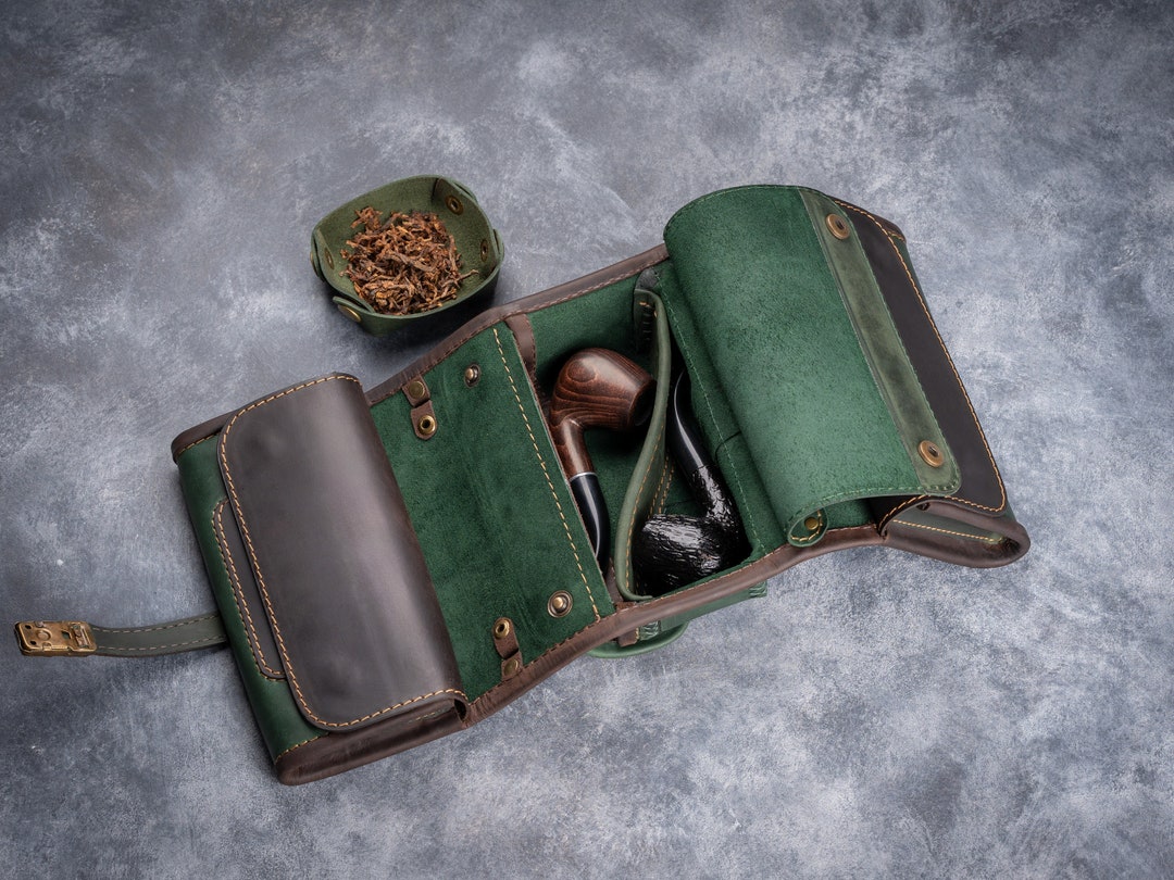 Leather Pipe Bag - Personalized Leather Pipe Roll, Pipes for Tobacco ...