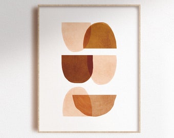 Neutral Pink Mid Century Shapes Digital Print Boho Printable | Etsy