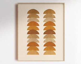 Neutral Pink Mid Century Shapes Digital Art Print Minimalist | Etsy