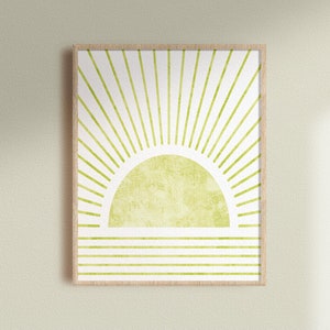 Geometry Sunshine Line Art Printable, Modern Sunrise Digital Wall Art ...