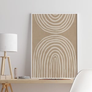 Mid Century Line Art Rainbows Print, Neutral Beige Printable Wall Decor ...