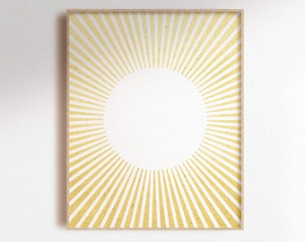 Yellow Geometric Sunshine Digital Wall Art Abstract Sunrise | Etsy