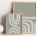 Set of 2 Sage Green Line Art Wall Art, Abstract Brush Stroke Prints ...