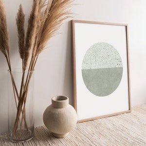 Sage Green Circle Geometric Print, Minimalist Digital Wall Art by Nunu ...