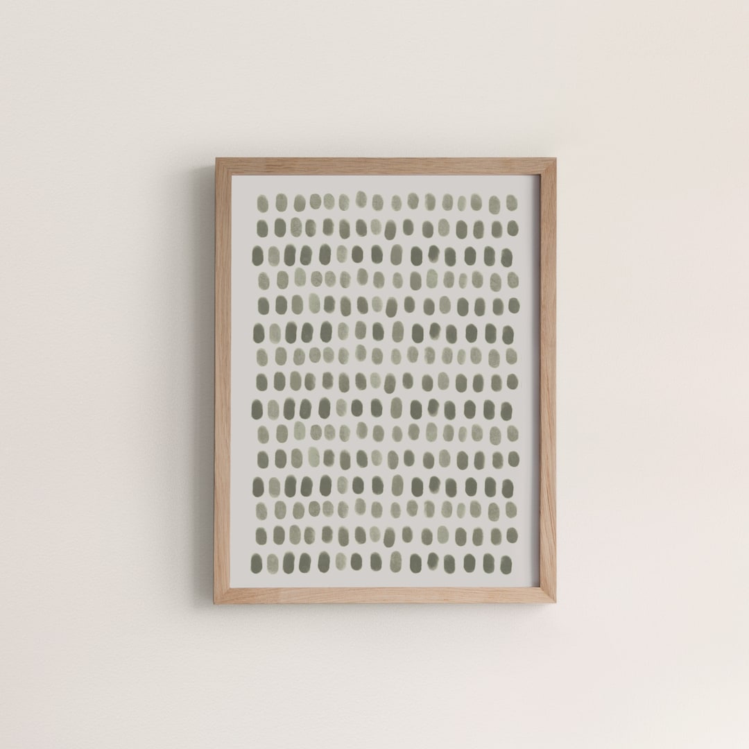 Green Polkadot Pattern DIGITAL Art Print, Geometric Mid Century Wall ...