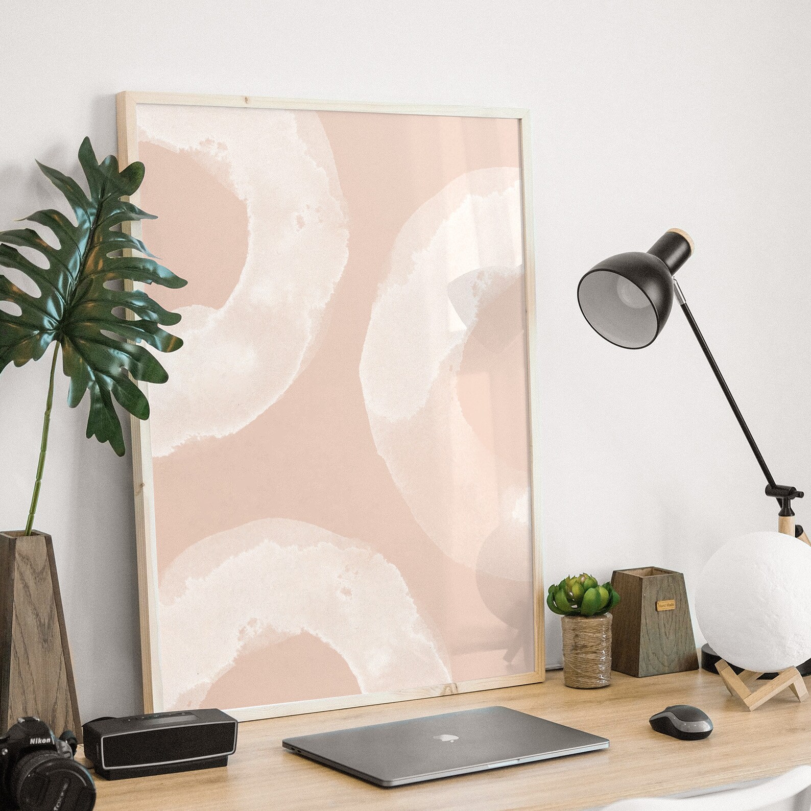 Neutral Pink Watercolor Printable Wall Art Abstract Pattern | Etsy