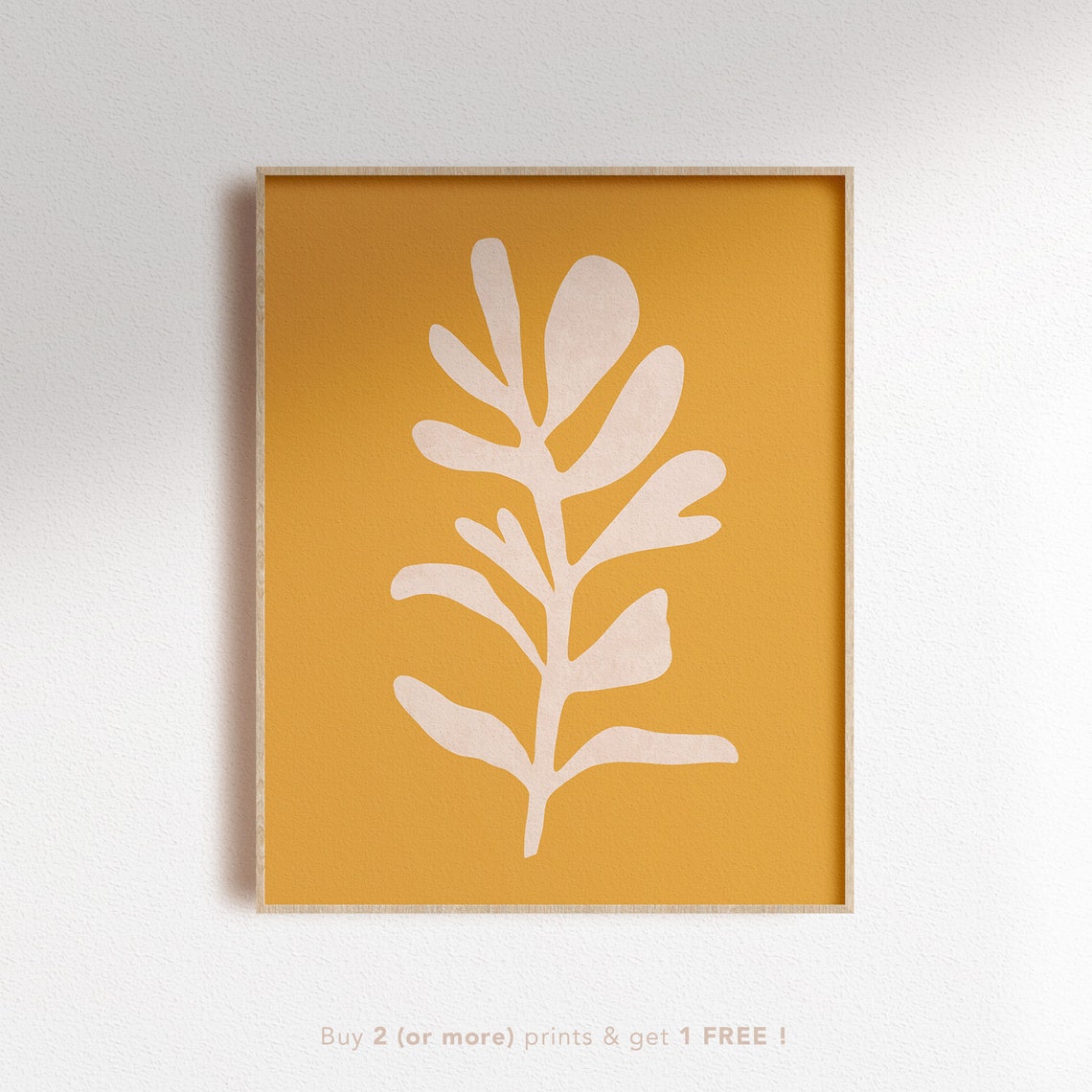 Yellow Leaf Print, Abstract Botanical Digital Wall Art, Boho Poster - Etsy
