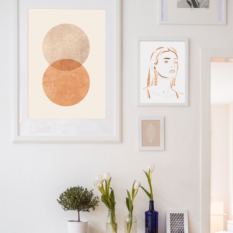 Neutral Geometry Circles Digital Art Print Modern Wall Decor - Etsy