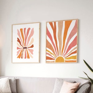 Warm Sunrise Print, Colorful Sun Collage Wall Art, Boho Printable ...