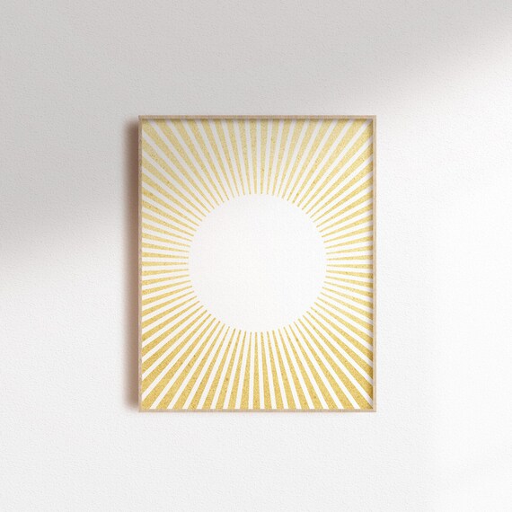 Yellow Geometric Sunshine Digital Wall Art Abstract Sun | Etsy