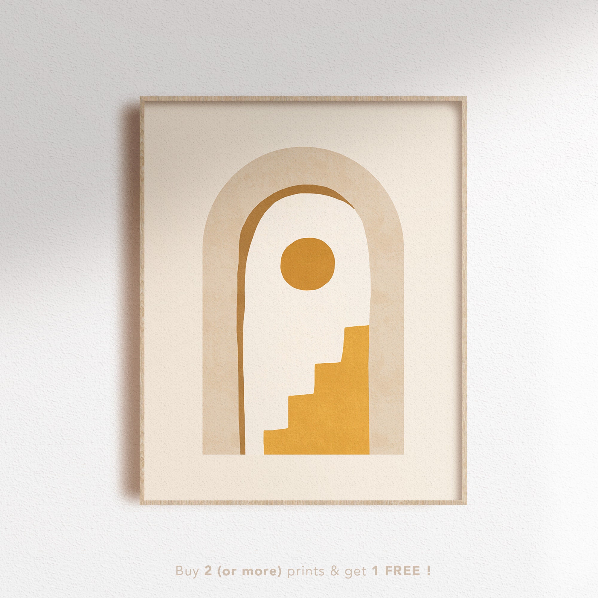 Contemporary Abstract Architecture Digital Print, Beige & Yellow Poster ...