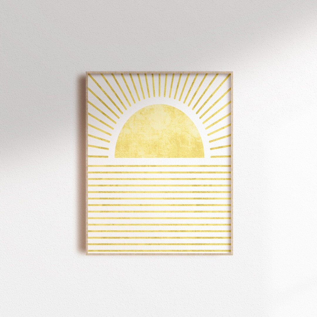 Yellow Geometric Sunshine Digital Wall Art, Abstract Sunrise Print - Etsy