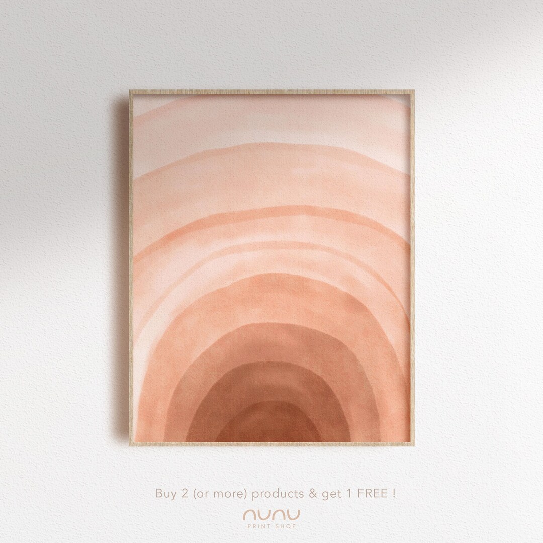 Burnt Orange Watercolor Rainbow Shapes Print, Abstract Illustration ...